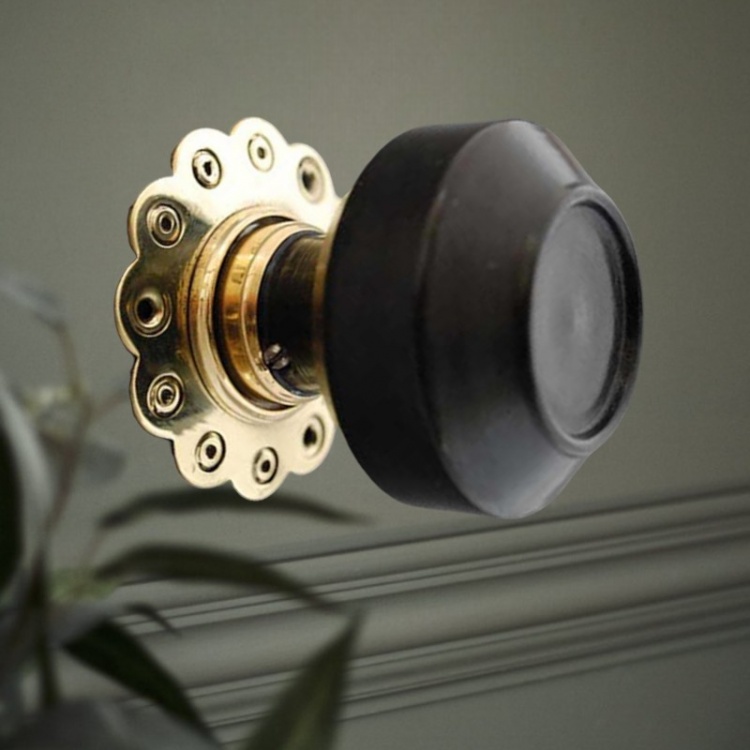 Solid Ebonised Savoy Door Knob Brass